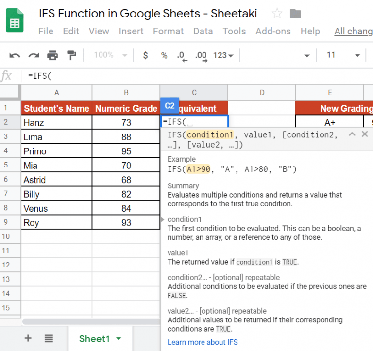 How to Use IFS Function in Google Sheets: Step-By-Step [2020]