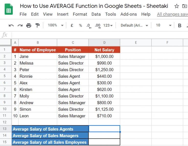 How to Use AVERAGE Function in Google Sheets [Step-By-Step]