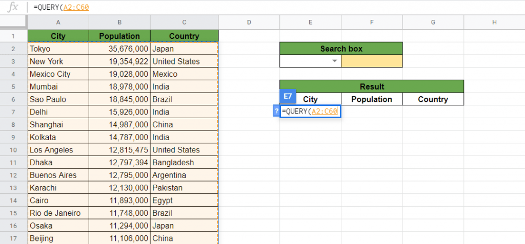 How to Create a Search Box Using Query in Google Sheets [2020]