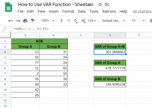 The Ultimate Guide to Using VAR Function in Google Sheets - Sheetaki