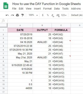 How to Use the DAY Function in Google Sheets: Step-by-Step