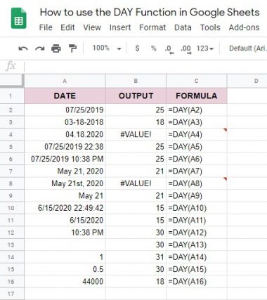 How to Use the DAY Function in Google Sheets: Step-by-Step