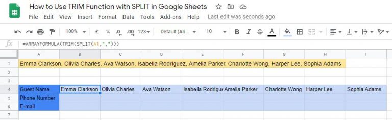 How to Use TRIM Function with SPLIT in Google Sheets [2020]