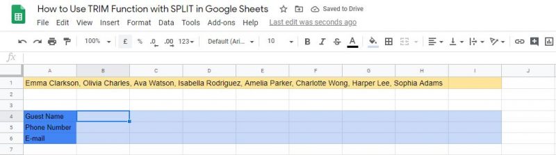 How to Use TRIM Function with SPLIT in Google Sheets [2020]