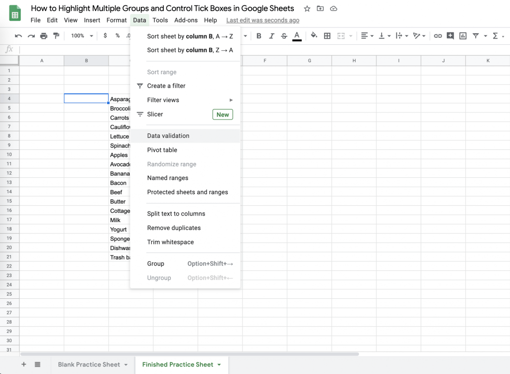Highlight Multiple Groups and Control Checkboxes in Google Sheets