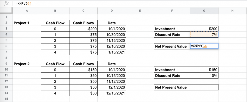 How to Use XNPV Function in Google Sheets - Sheetaki