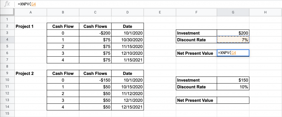 How to Use XNPV Function in Google Sheets - Sheetaki