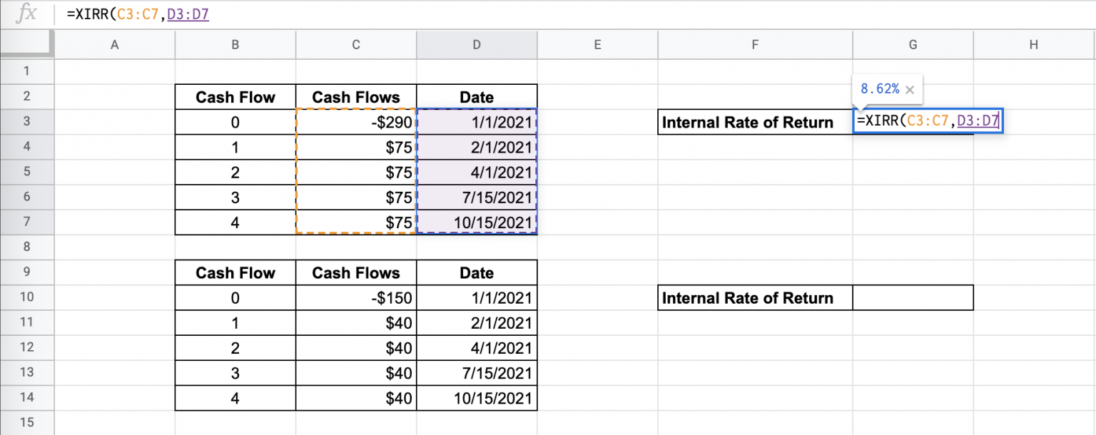 How to Use XIRR Function in Google Sheets [2020] - Sheetaki