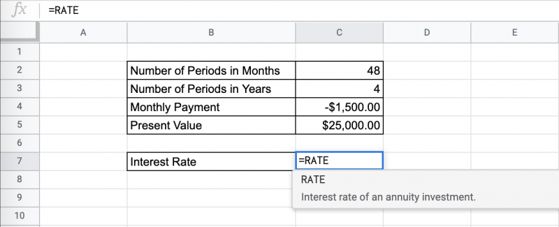 How to Use RATE Function in Google Sheets [2020] - Sheetaki