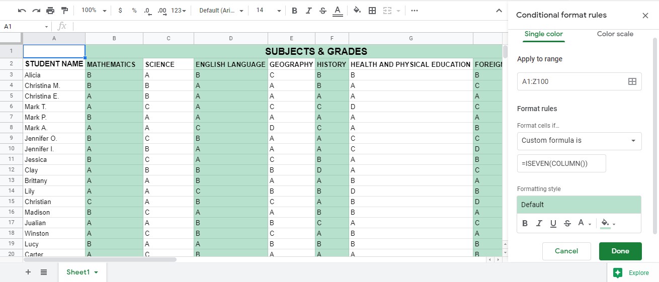 How to Color Alternate Rows in Google Sheets: Step-By-Step - Sheetaki