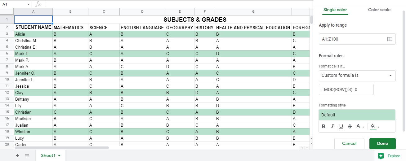 How to Color Alternate Rows in Google Sheets: Step-By-Step - Sheetaki