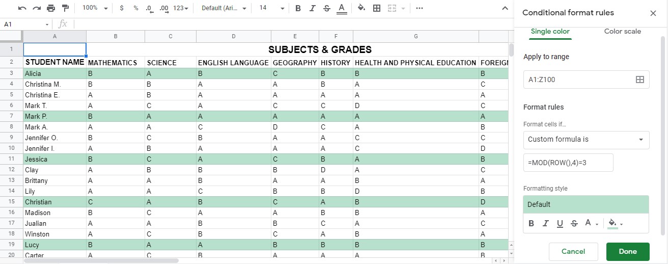 How to Color Alternate Rows in Google Sheets: Step-By-Step - Sheetaki