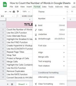 How to Count the Number of Words in Google Sheets