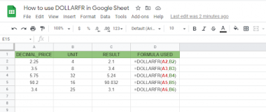 How to Use DOLLARFR Function in Google Sheets: Step-By-Step