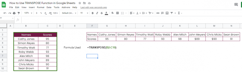 How to Use TRANSPOSE Function in Google Sheets: Step-By-Step
