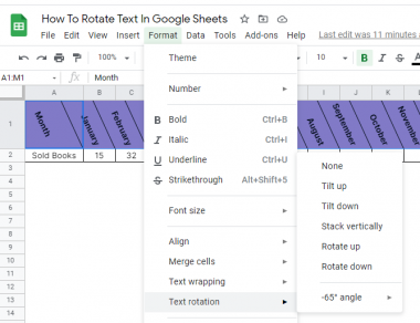 How to Rotate Text in Google Sheets: Step-By-Step