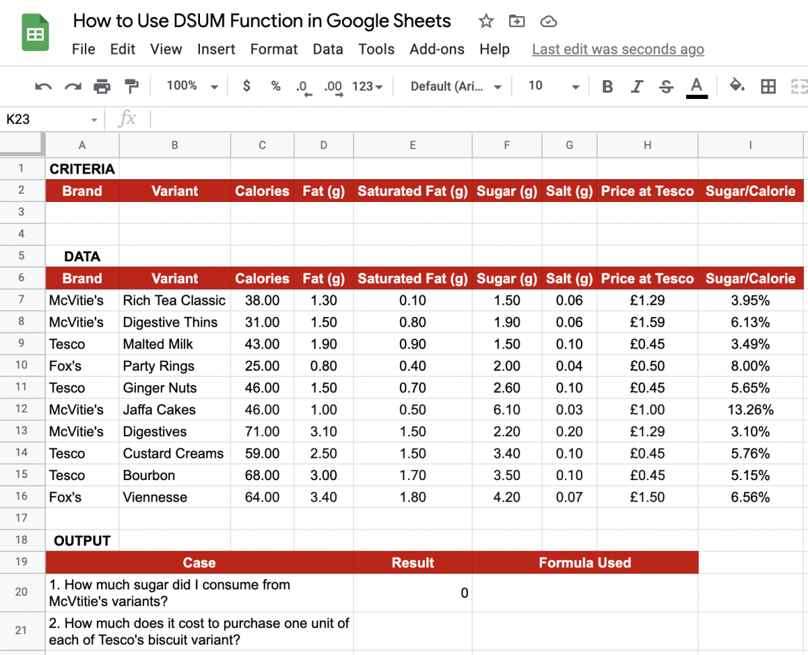 How to Use DSUM Function in Google Sheets - Sheetaki