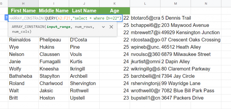 How to Use ARRAY CONSTRAIN Function in Google Sheets - Sheetaki