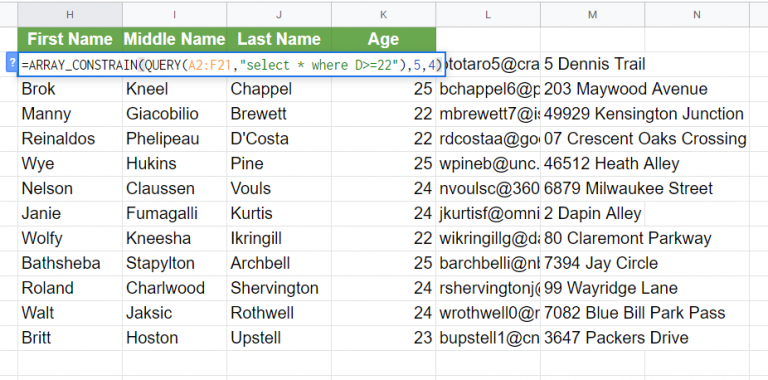 How to Use ARRAY CONSTRAIN Function in Google Sheets - Sheetaki