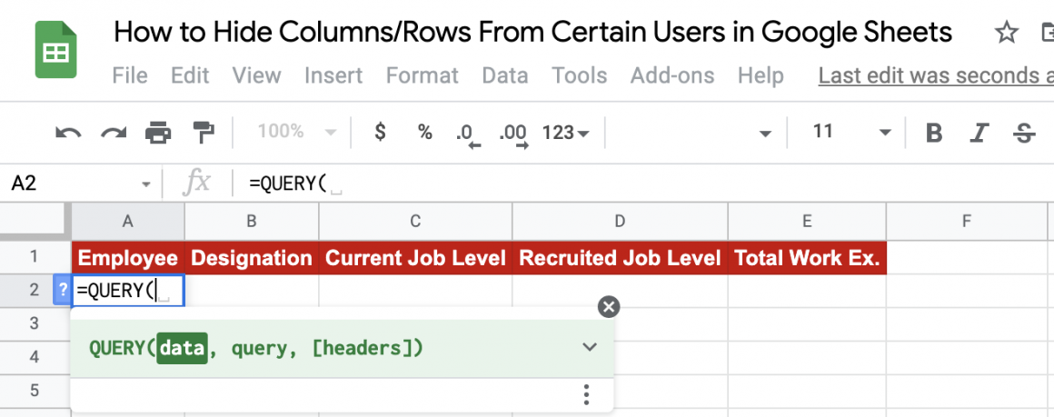 How to Hide Columns or Rows From Users in Google Sheets - Sheetaki