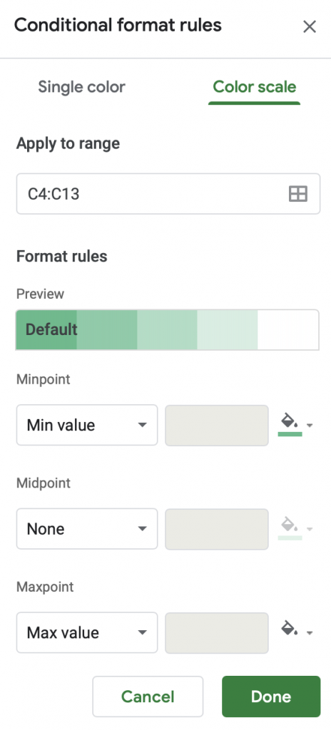 How to Apply a Color Scale Based on Values in Google Sheets - Sheetaki