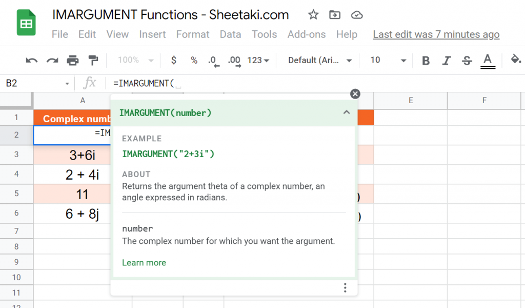How To Use IMARGUMENT Function in Google Sheets - Sheetaki