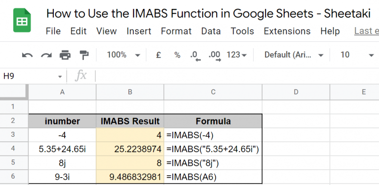 IMABS Function in Google Sheets: How to Step by Step - Sheetaki