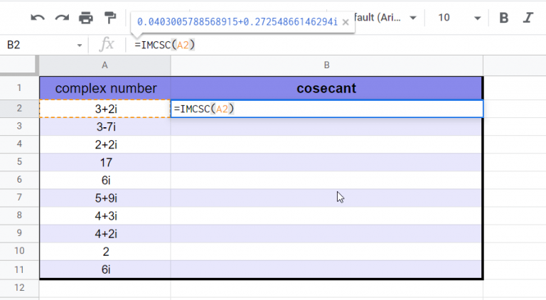 How to Use IMCSC Function in Google Sheets - Sheetaki
