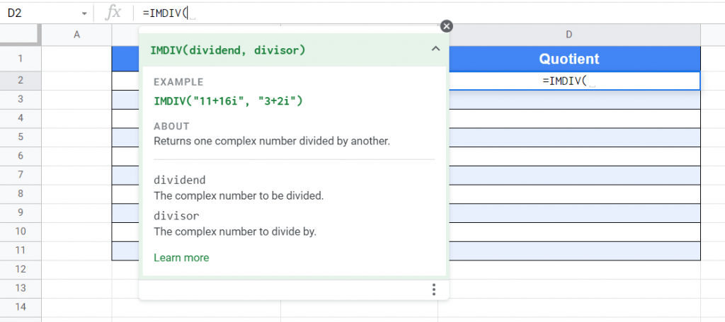 How to Use IMDIV Function in Google Sheets - Sheetaki