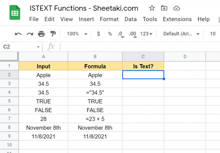 How To Use ISTEXT Function in Google Sheets - Sheetaki