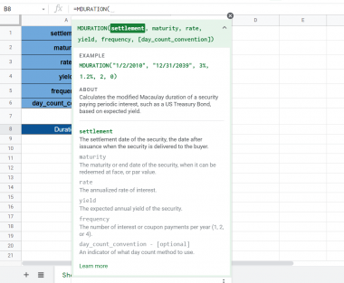 How To Use MDURATION Function in Google Sheets - Sheetaki