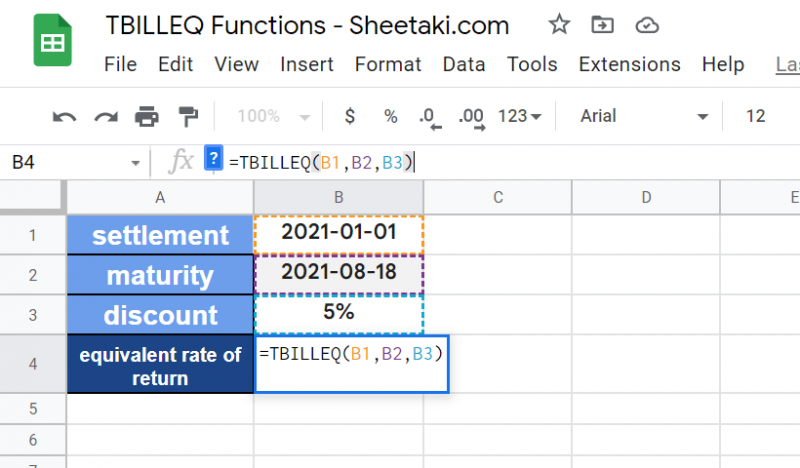 How To Use TBILLEQ Function in Google Sheets - Sheetaki