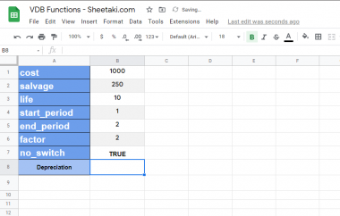 How To Use VDB Function in Google Sheets - Sheetaki