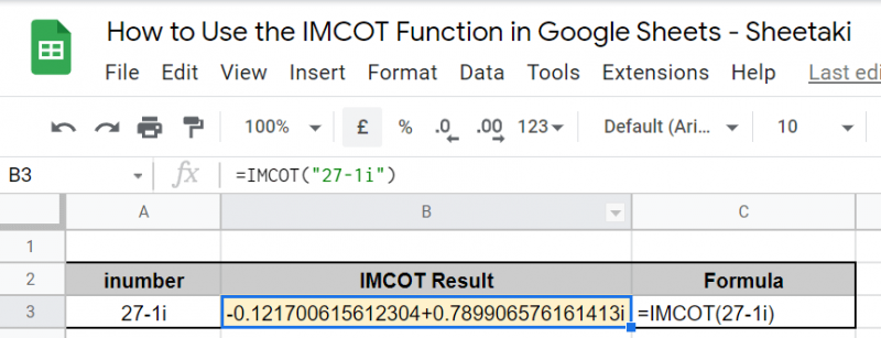IMCOT Function in Google Sheets: How to Step by Step - Sheetaki