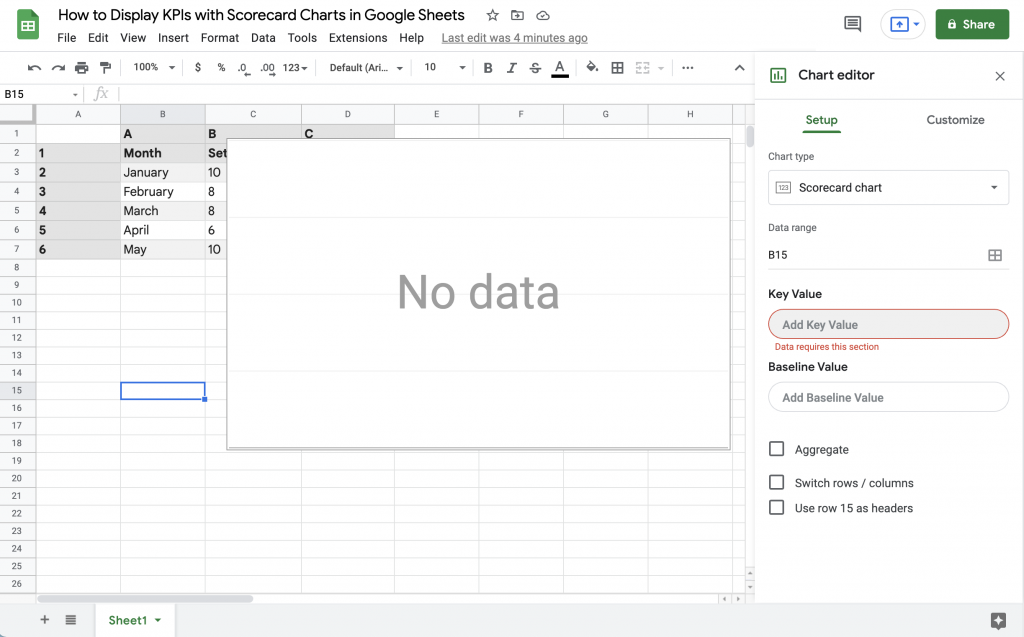 How to Display KPIs with a Scorecard Chart In Google Sheets - Sheetaki