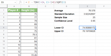 How to Calculate the Confidence Interval in Google Sheets - Sheetaki
