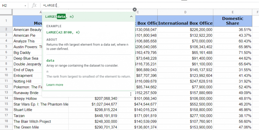How to Use LARGE Function in Google Sheets - Sheetaki