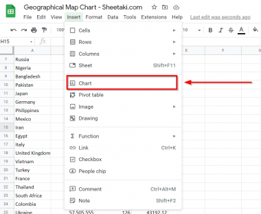 How to Create a Geographical Map Chart in Google Sheets - Sheetaki