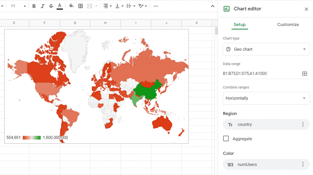 How to Create a Geographical Map Chart in Google Sheets - Sheetaki