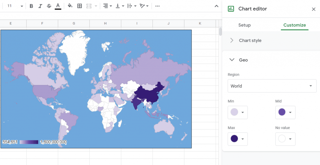 How to Create a Geographical Map Chart in Google Sheets - Sheetaki