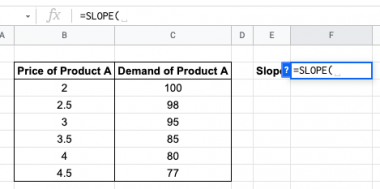 How to Use SLOPE Function in Google Sheets - Sheetaki