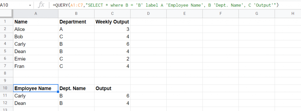 How to Use Label Clause in Google Sheets - Sheetaki