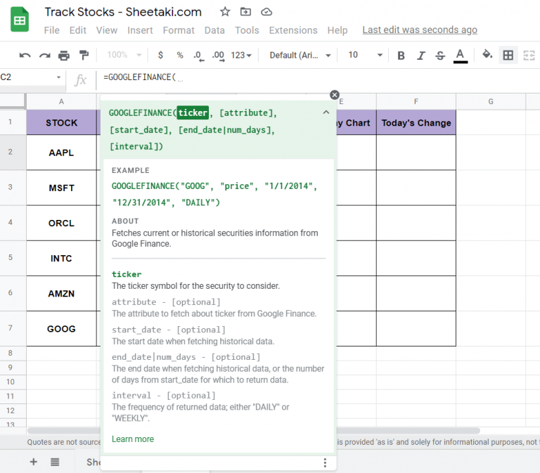 How To Track Stocks In Google Sheets Sheetaki