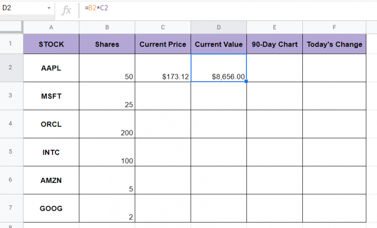 How to Track Stocks in Google Sheets - Sheetaki