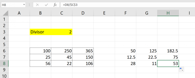 How to Divide a Range of Cells by a Number in Excel - Sheetaki