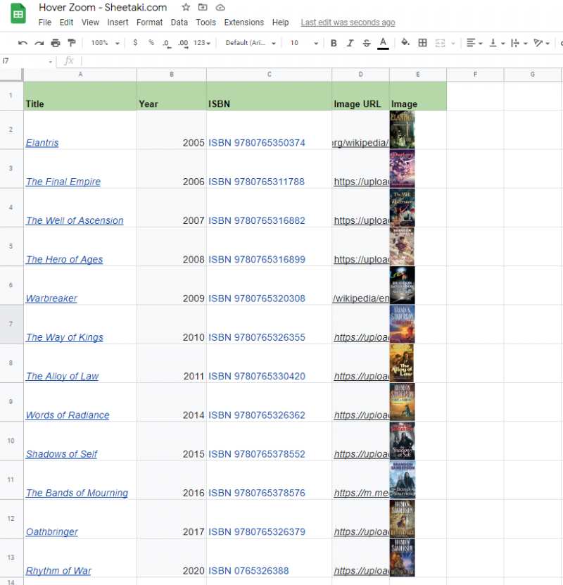 How to View Full Images on Hover in Google Sheets