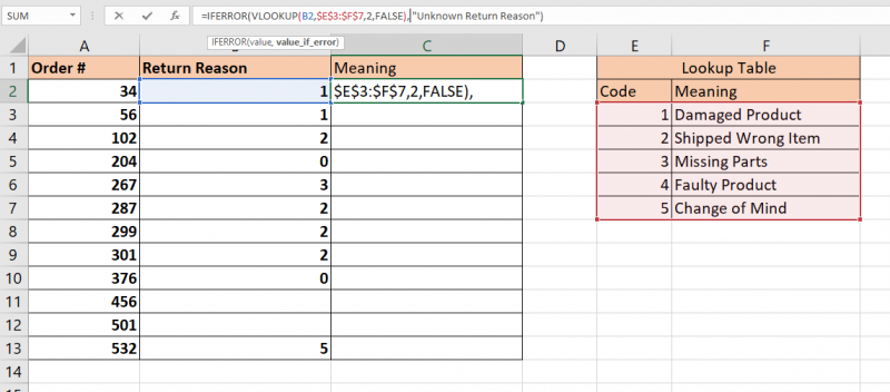 How to Use ISERROR with VLOOKUP in Excel - Sheetaki
