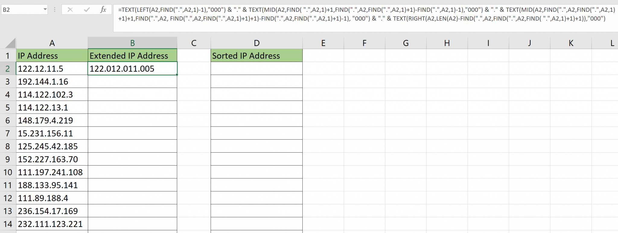 How to Sort IP Address from Low to High in Excel - Sheetaki.com