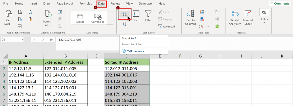 How to Sort IP Address from Low to High in Excel - Sheetaki.com