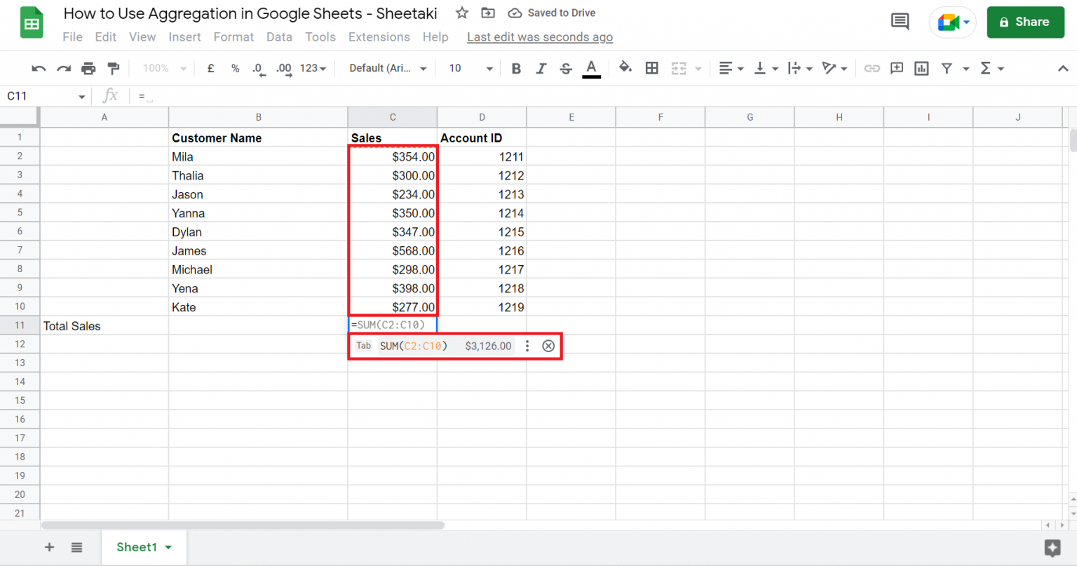 How to Use Aggregation in Google Sheets